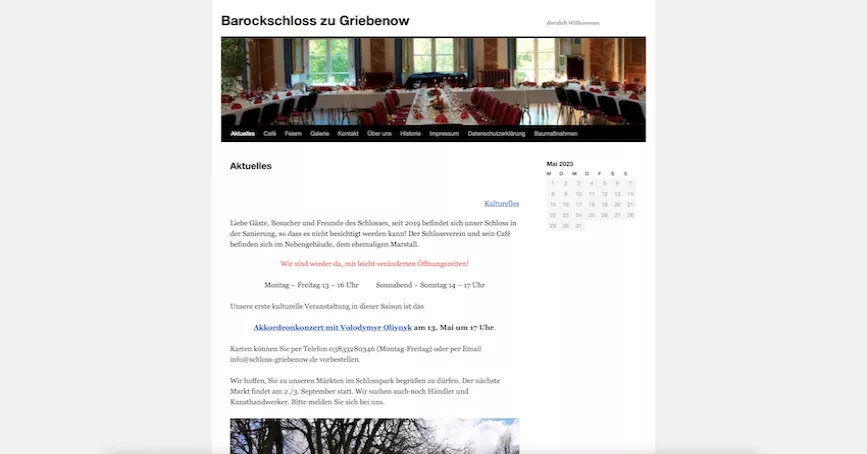 Barockschloss zu Griebenow e.V. - Anfahrt | Kontakt | Alle Infos